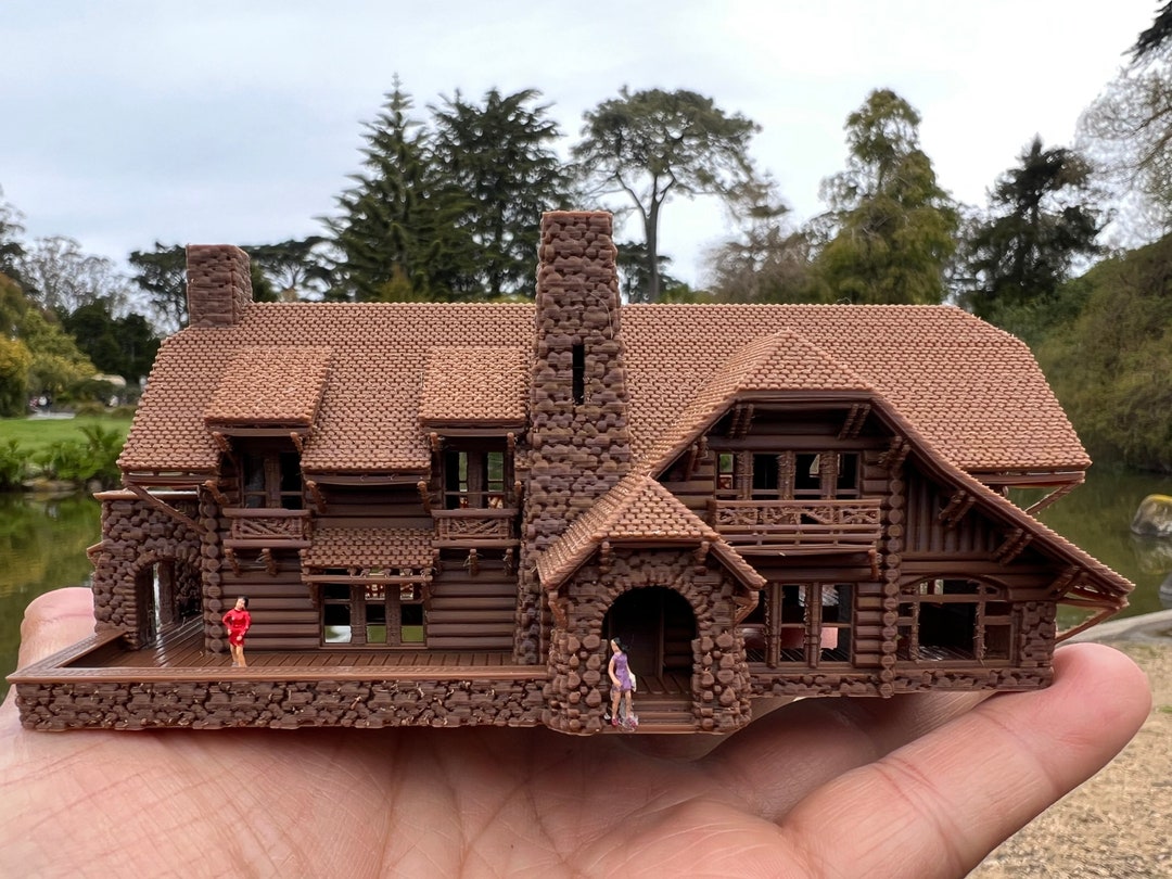 Miniature Brown N-scale Yellowstone Ranch House Log Cabin Built ...