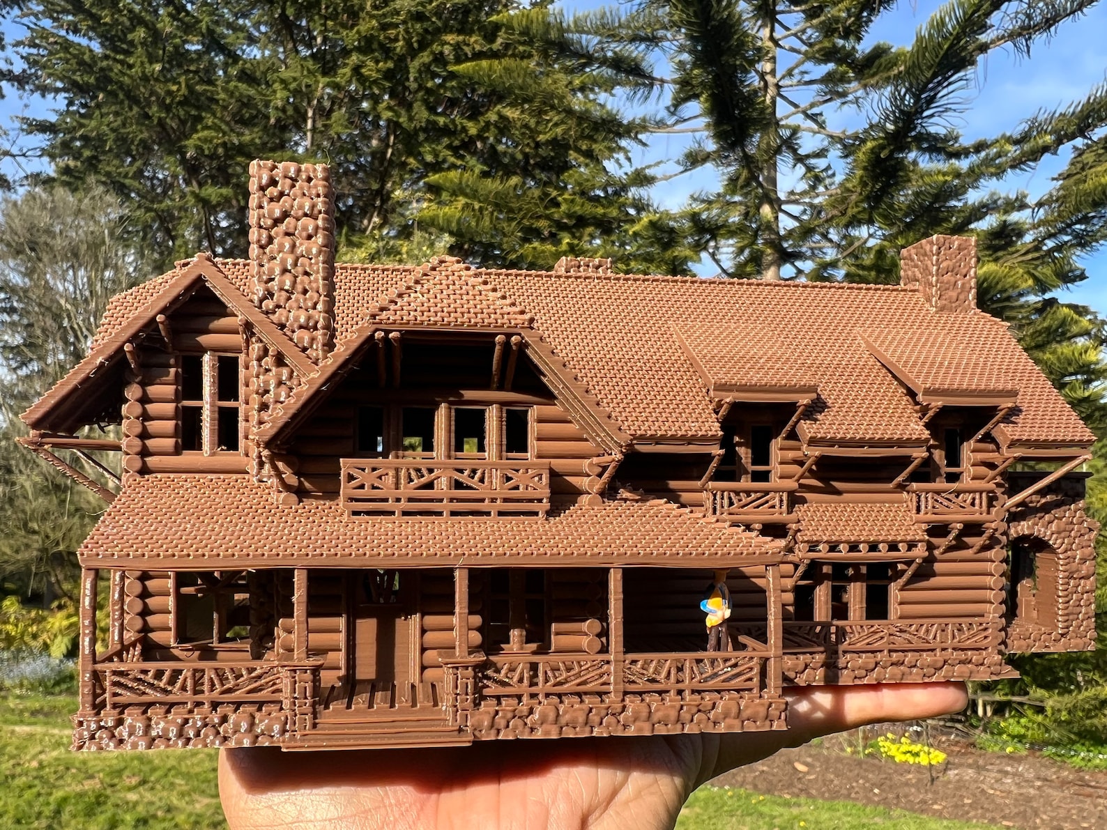 Miniature Brown Ho-scale Ranch House Log Cabin Built Assembled Old West ...