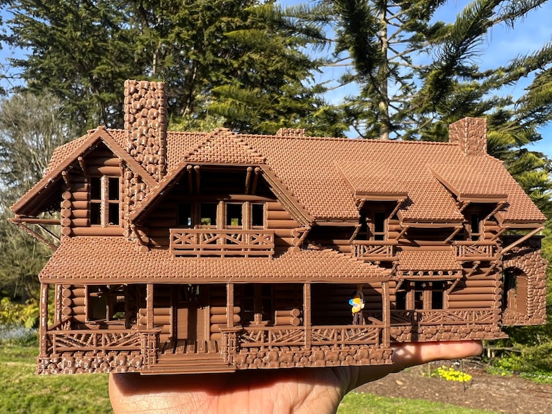 Miniature Brown Ho-scale Ranch House Log Cabin Built Assembled Old West ...