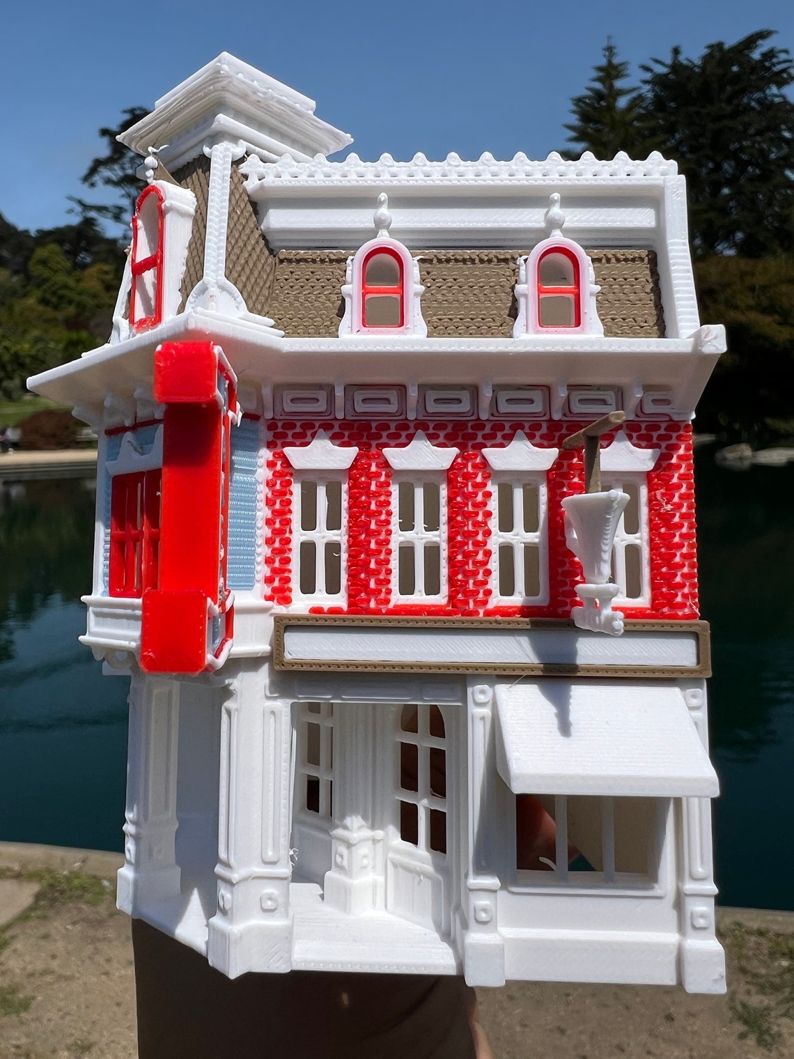 COLOR Miniature Ho-scale Victorian Main Street Blue Ribbon Bakery ...