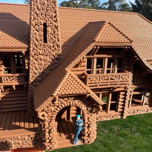 Miniature Brown Ho-scale Ranch House Log Cabin Built Assembled Old West ...