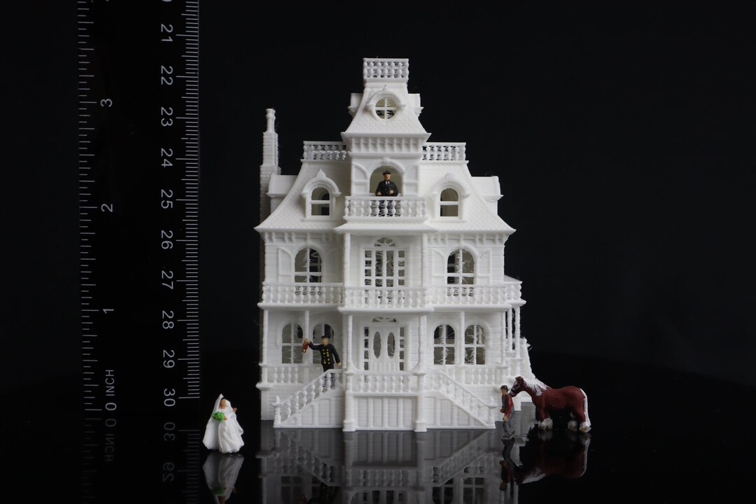 Small White Miniature N-scale Victorian #4 Mansion Assembled Haunted ...