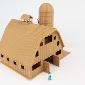Miniature Ho-scale Wood Color Barn and Silo Old West Frontier Assembled ...