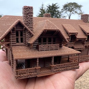 Miniature Brown N-scale Yellowstone Ranch House Log Cabin Built ...