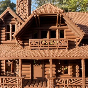 Miniature Brown Ho-scale Ranch House Log Cabin Built Assembled Old West ...