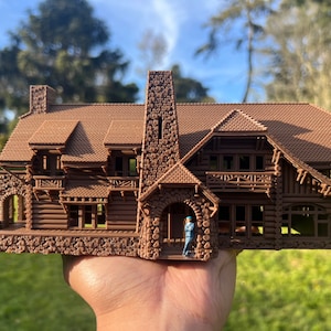 Miniature Brown Ho-scale Ranch House Log Cabin Built Assembled Old West ...