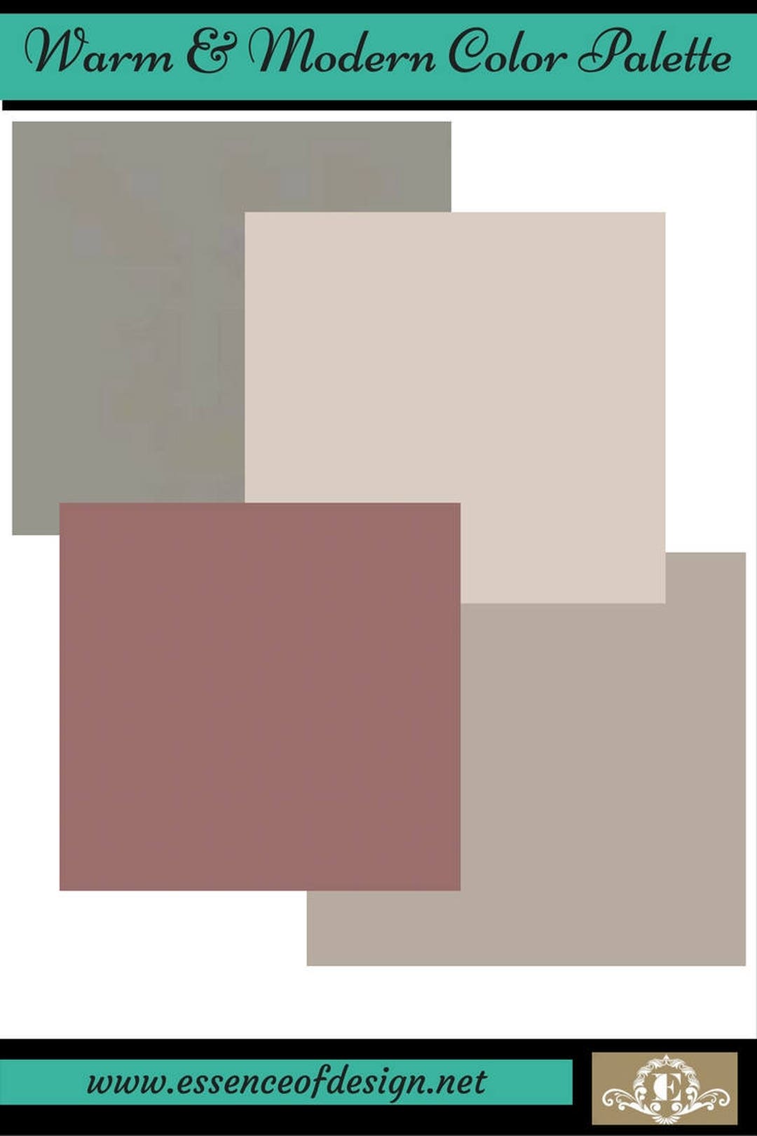 Warm & Modern Paint Color Palette - Home Paint Color Selections - Etsy