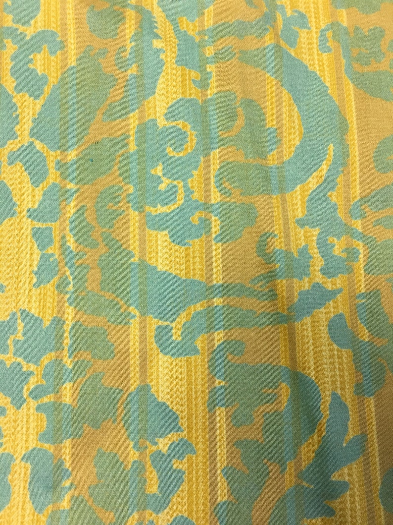 SALE: 9 yards, Carleton House Vertical Strié Pattern Teal and Yellow ...
