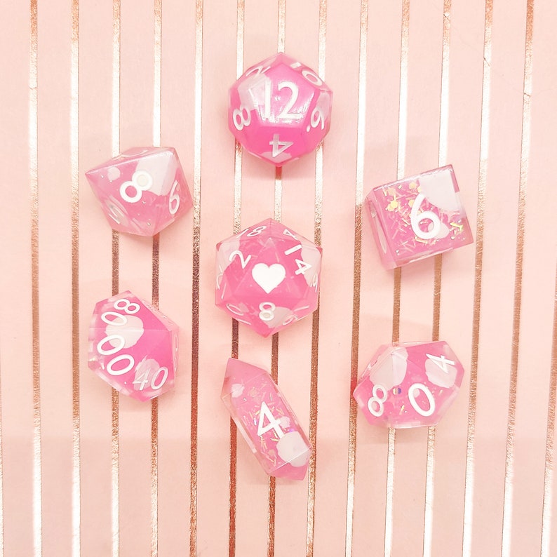 Strawberry Cow Pink Version Strawberry 7pc Dice Set - Etsy