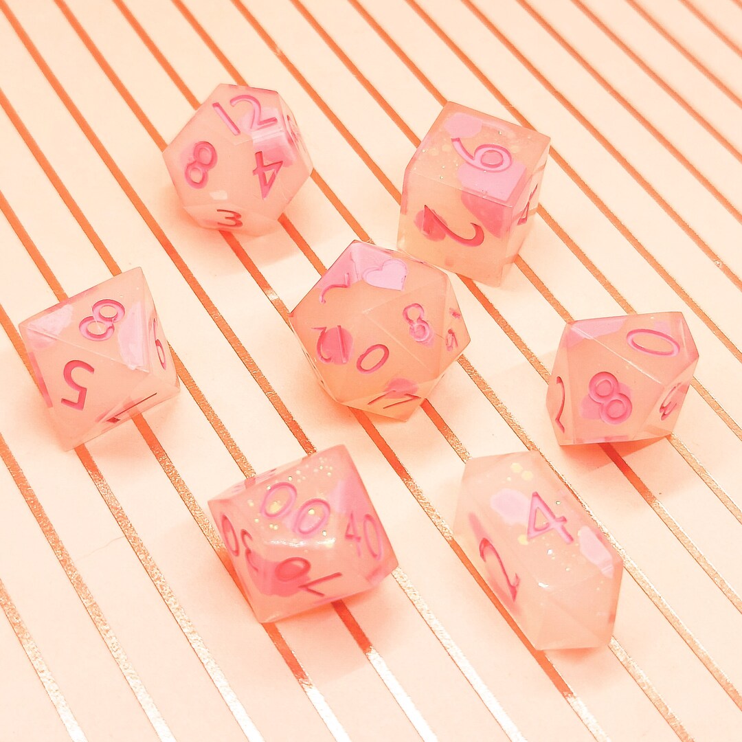 Strawberry Cow White Version Strawberry 7pc Dice Set - Etsy
