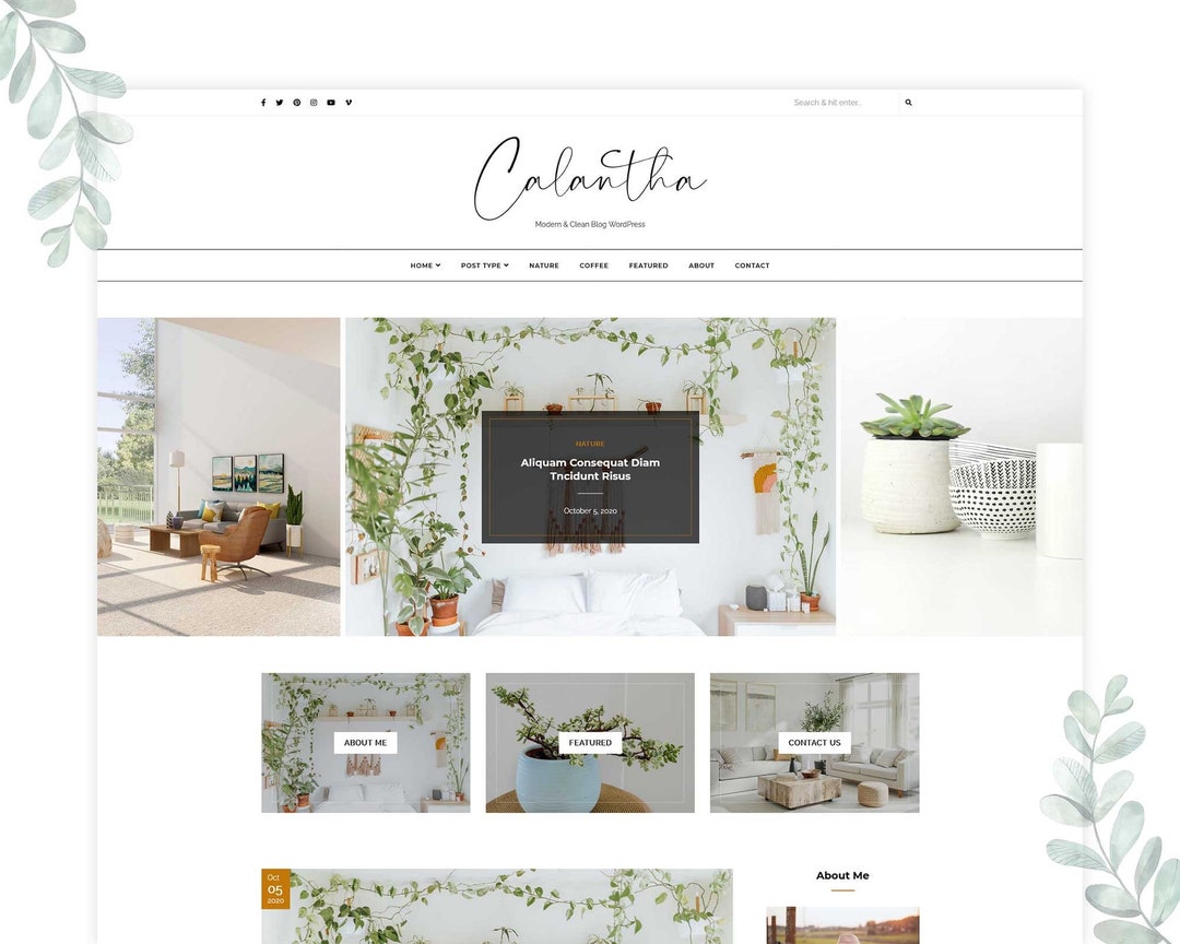 Calantha Wordpress Theme , Premade Templates, Responsive Blog Templates ...