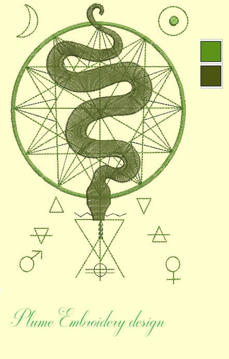 Design serpent et alchimie fichier broderie / Alchemy and | Etsy