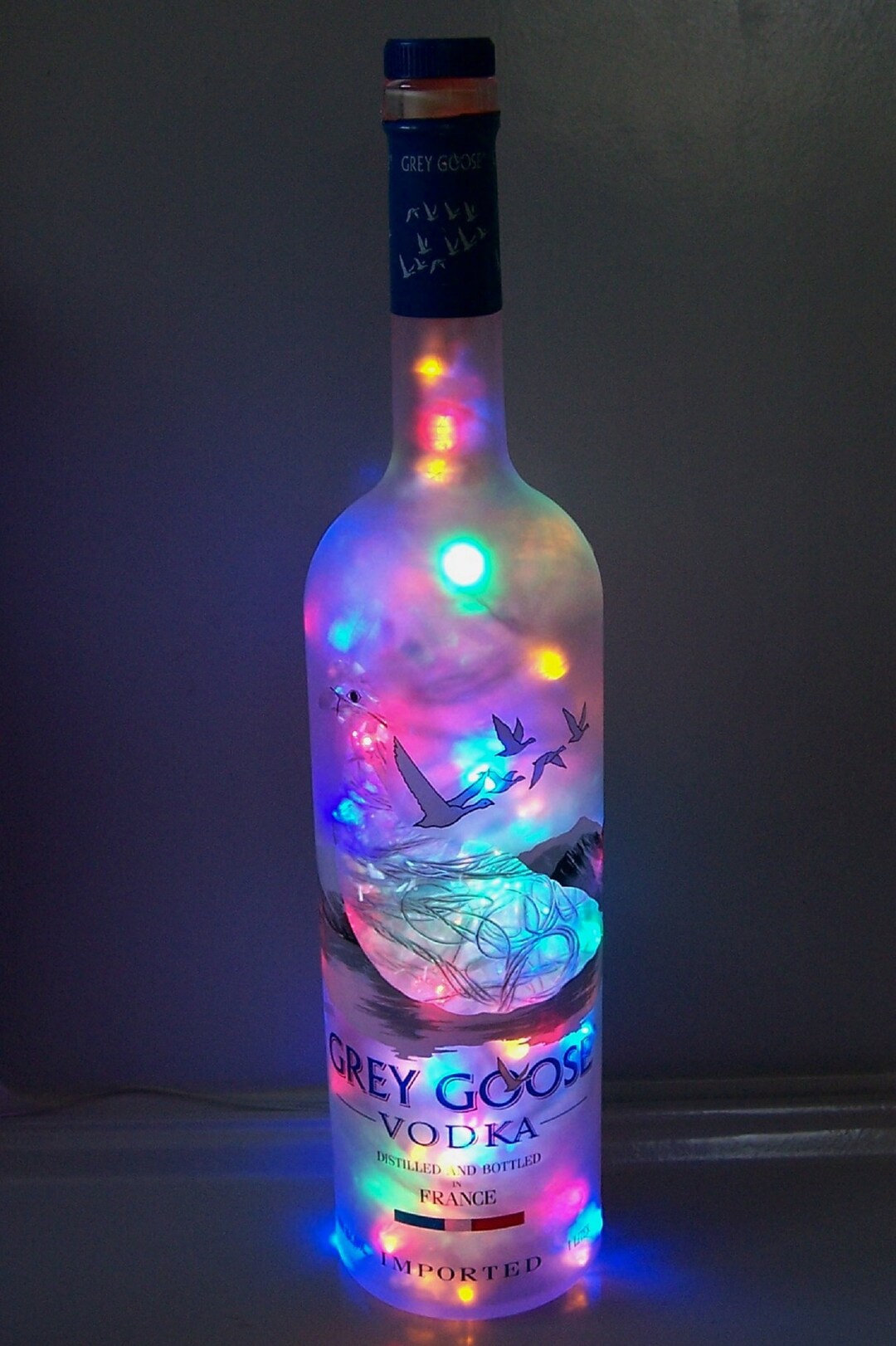GREY GOOSE Vodka 1L Upcycled Bottle Accent Light W/100 Multi Color ...