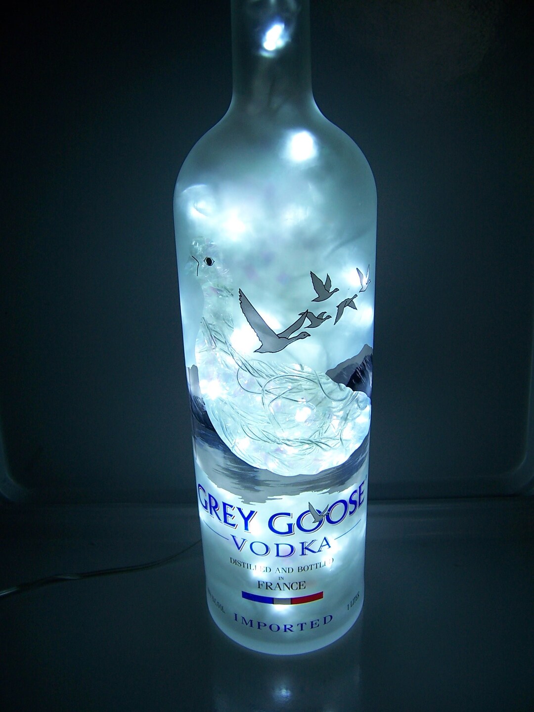 GREY GOOSE Vodka 1L Upcycled Bottle Accent Light Lamp W/100 White ...