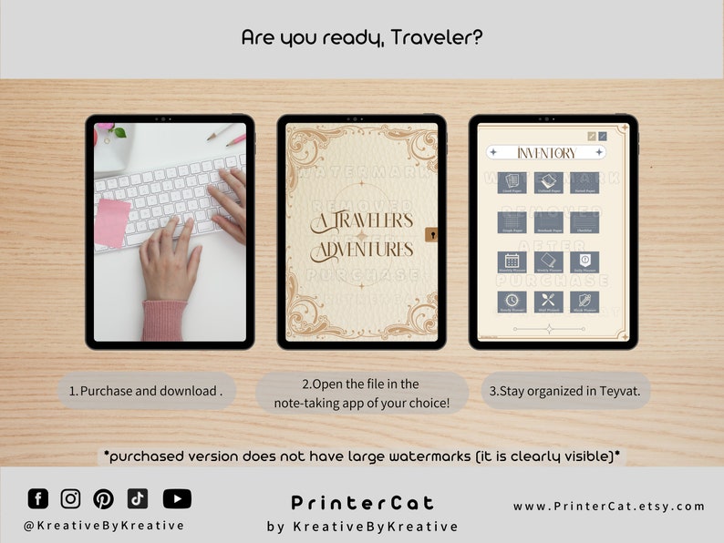 Genshin Impact Theme Undated Full Digital Planner, Digital Notebook ...