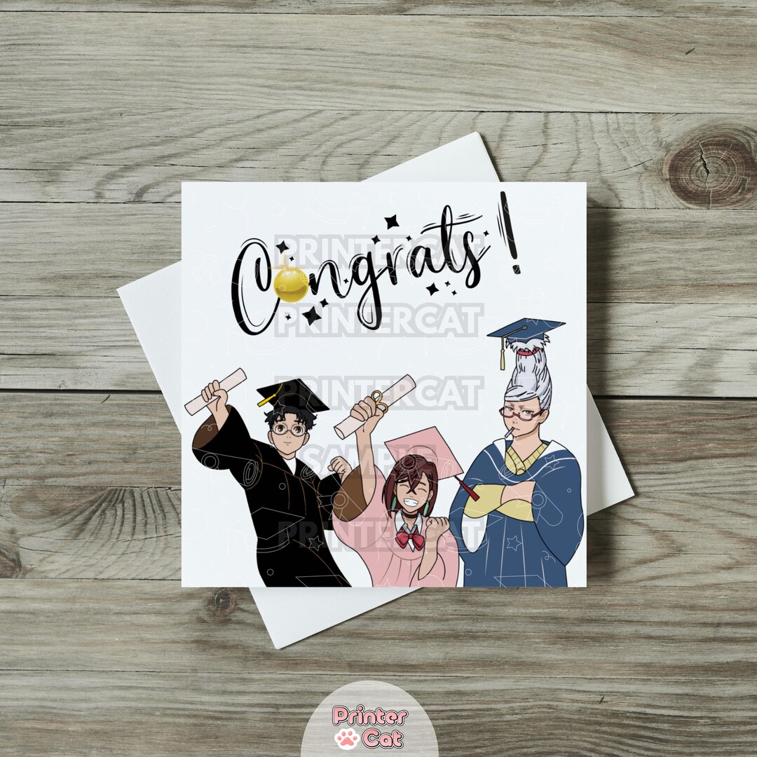 Anime Themed Graduation Card, Funny Anime and Manga Congrats Grad Card ...