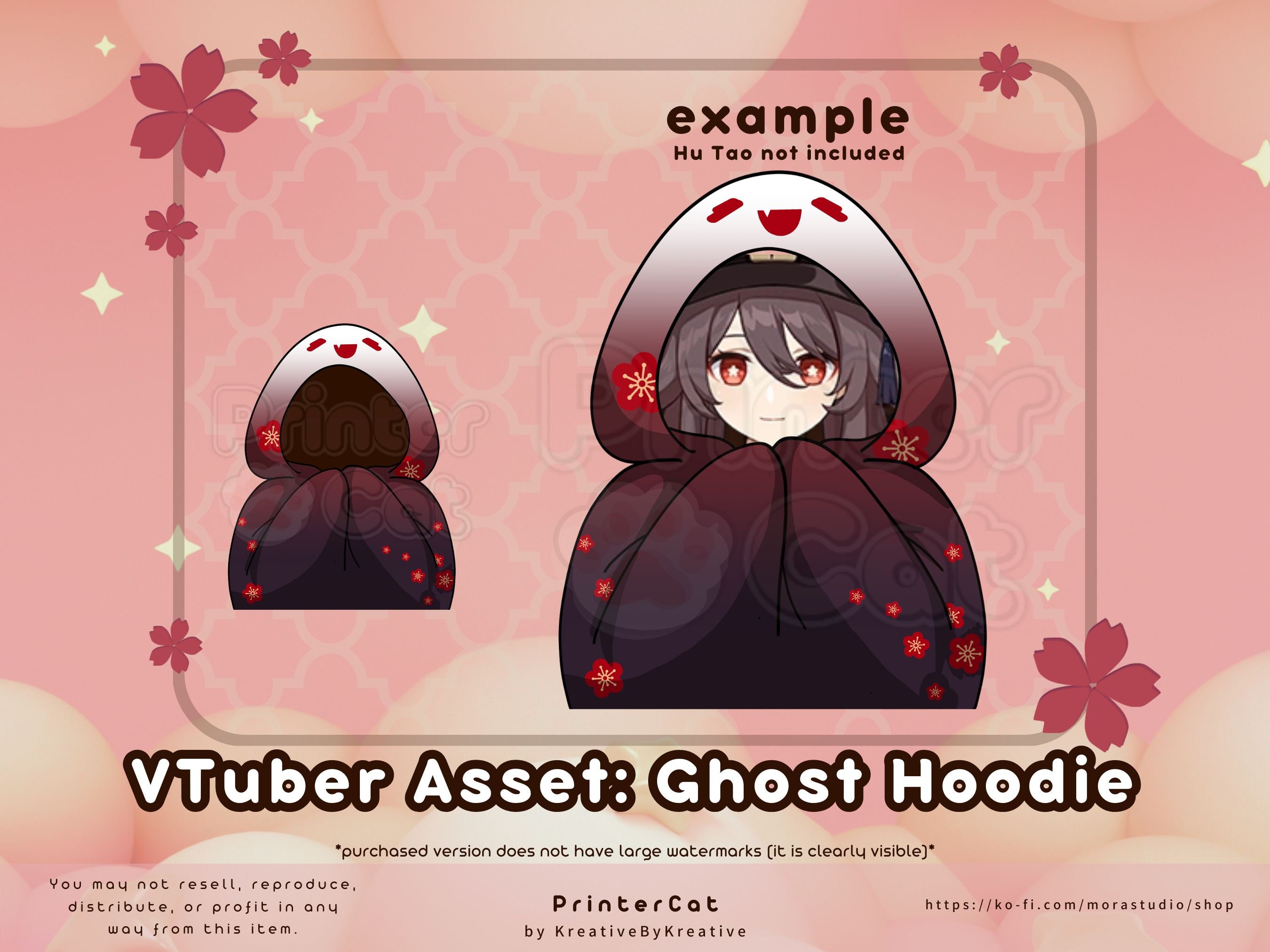 Genshin Impact Theme Vtuber Asset, Cute Ghost Hu Tao Theme, Plum ...