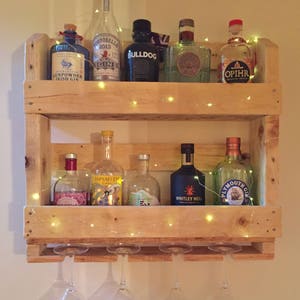 Reclaimed Wood 2-tier Gin Shelf / Rack / Bar - Etsy UK