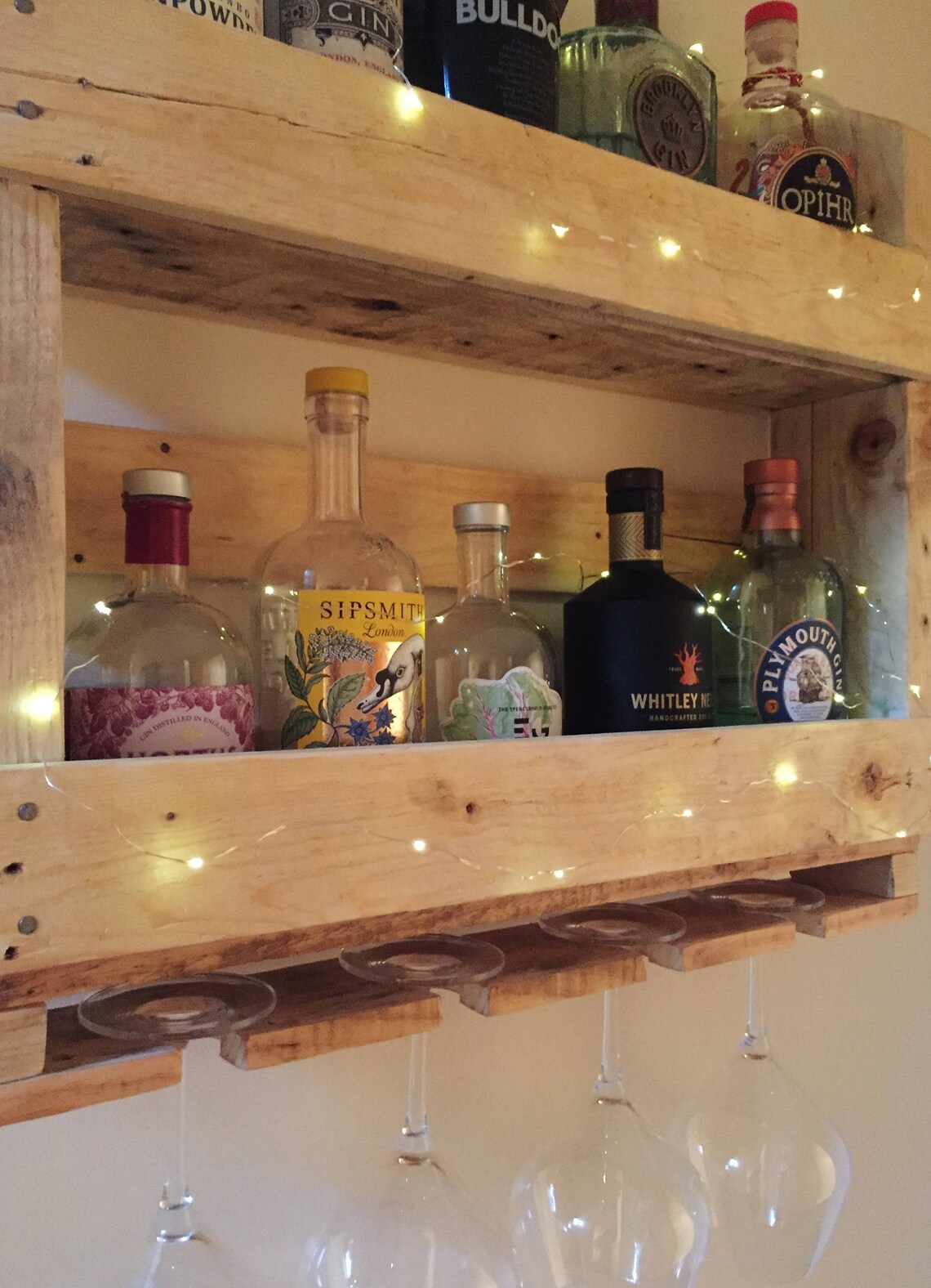Reclaimed Wood 2-tier Gin Shelf / Rack / Bar - Etsy UK