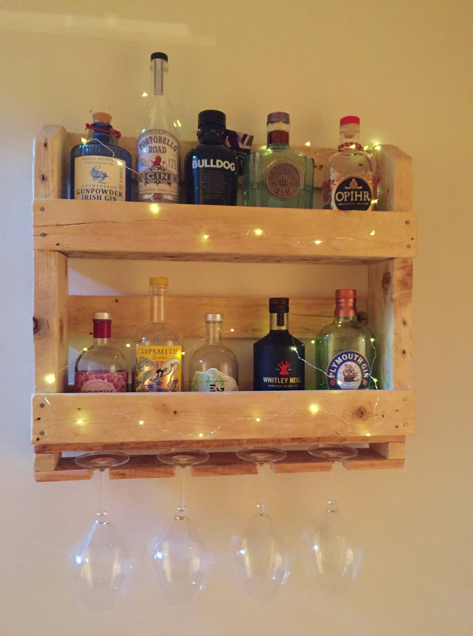 Reclaimed Wood 2-tier Gin Shelf / Rack / Bar - Etsy UK