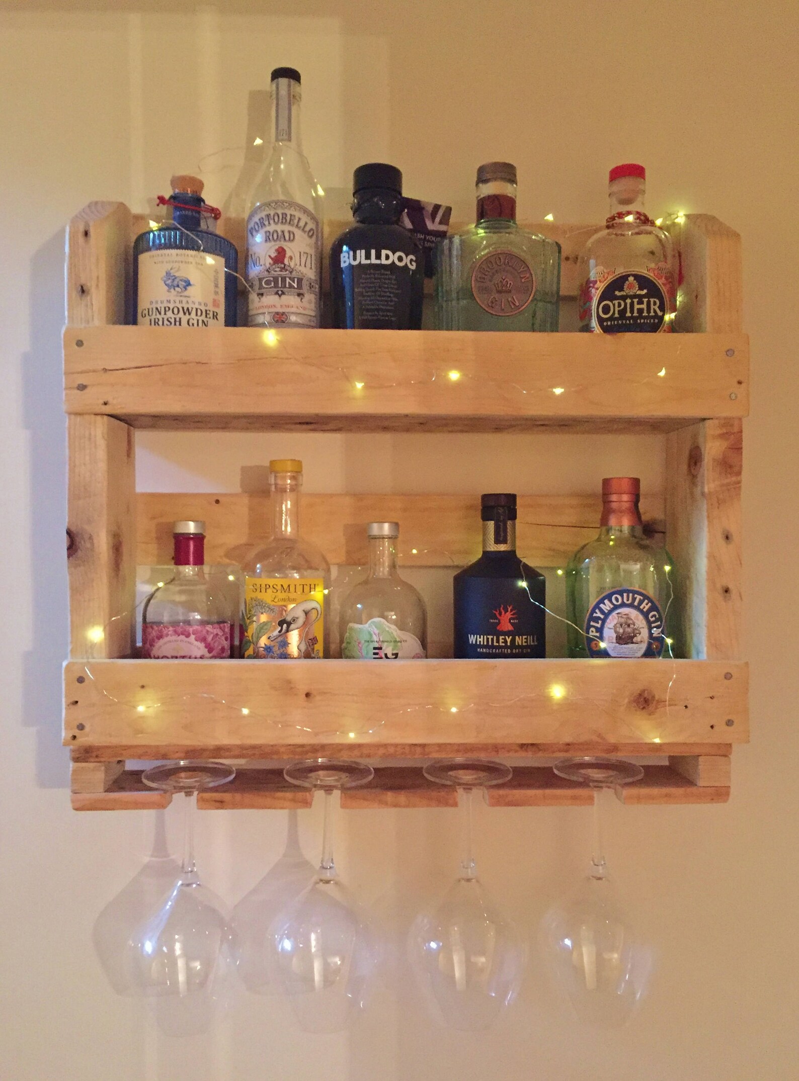 Reclaimed Wood 2-tier Gin Shelf / Rack / Bar - Etsy UK