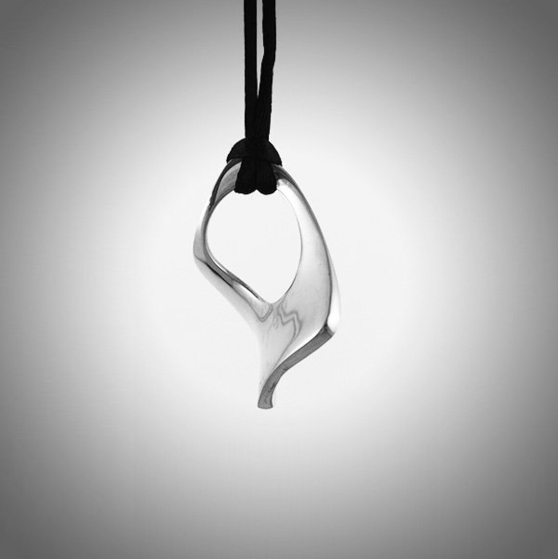 Contemporary Necklace Pendent Gift Silver Abstract Necklace Sleek ...