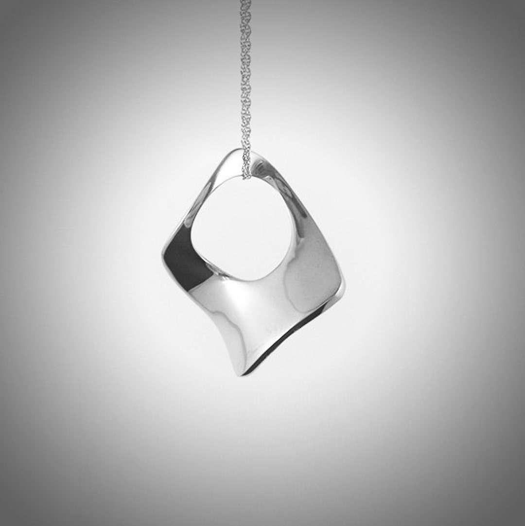 Contemporary Necklace Pendent Gift Silver Abstract Necklace Sleek ...