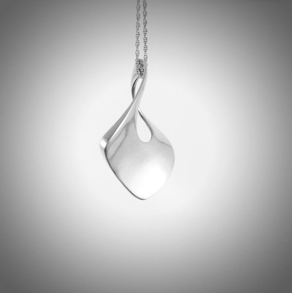 Contemporary Necklace Pendent Gift Silver Abstract Necklace Sleek ...