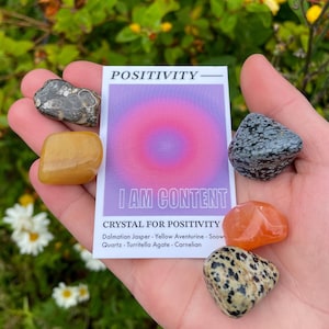 Positivity Crystal Set // I Am Content Gemstone Gift Set // Happy ...