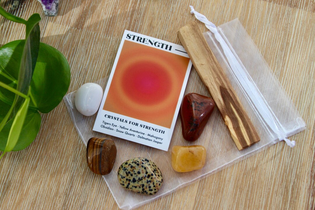Strength Crystal Set With Palo Santo Wood // Inner Power Tumbled Stone ...
