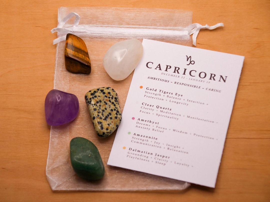 Capricorn Crystal Set // Zodiac Tumbled Stones Astrology Set Star Sign ...