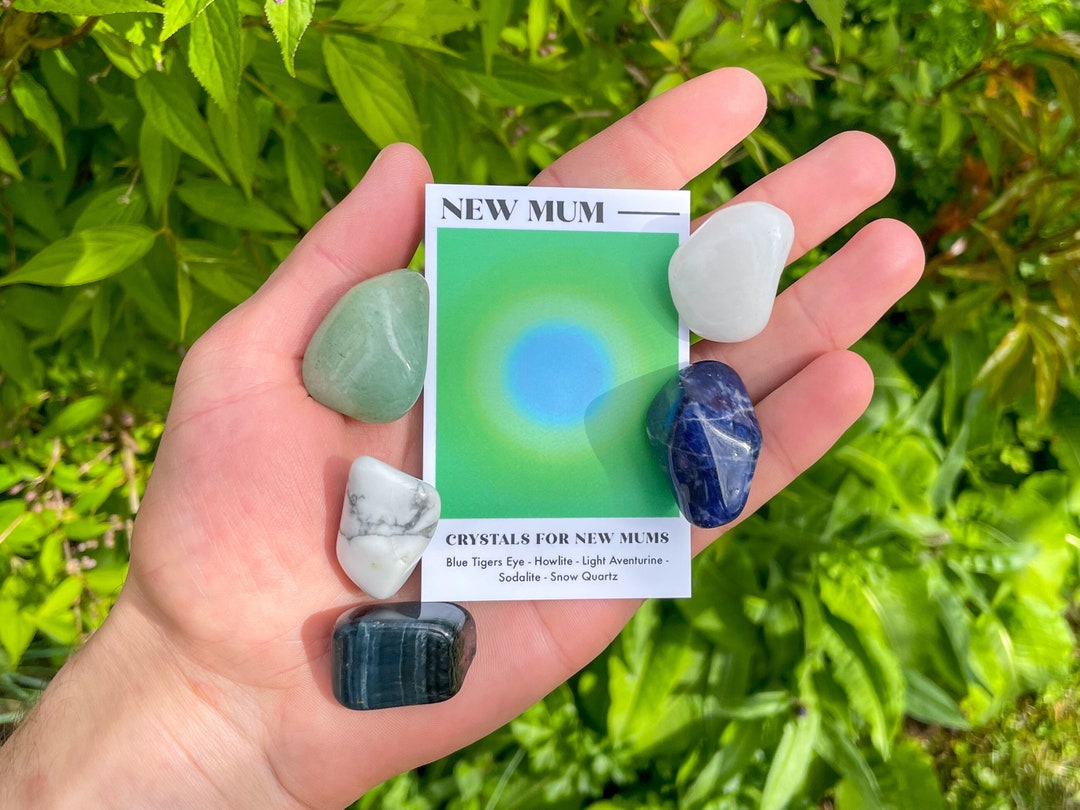 New Mum Crystal Set // Mother Gemstone Gift Set, New Baby Tumble Stones ...