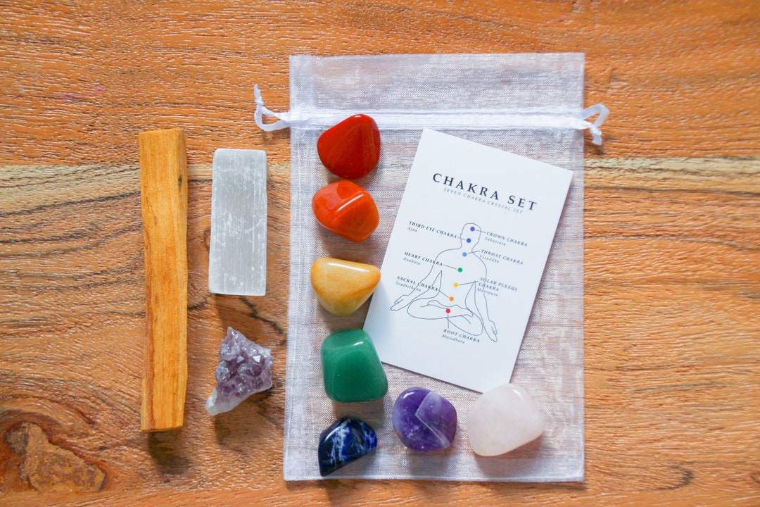 Crystal Chakra Set 10 Pcs // Reiki Gift Set Tumbled Gemstones // Palo ...