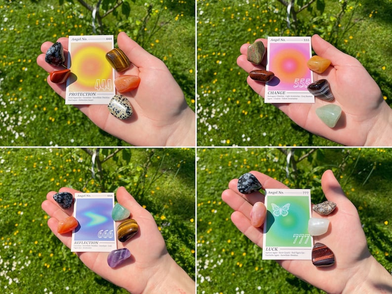 000 Angel Number Crystal Set // Triple Zero Number Sequence Gemstone ...