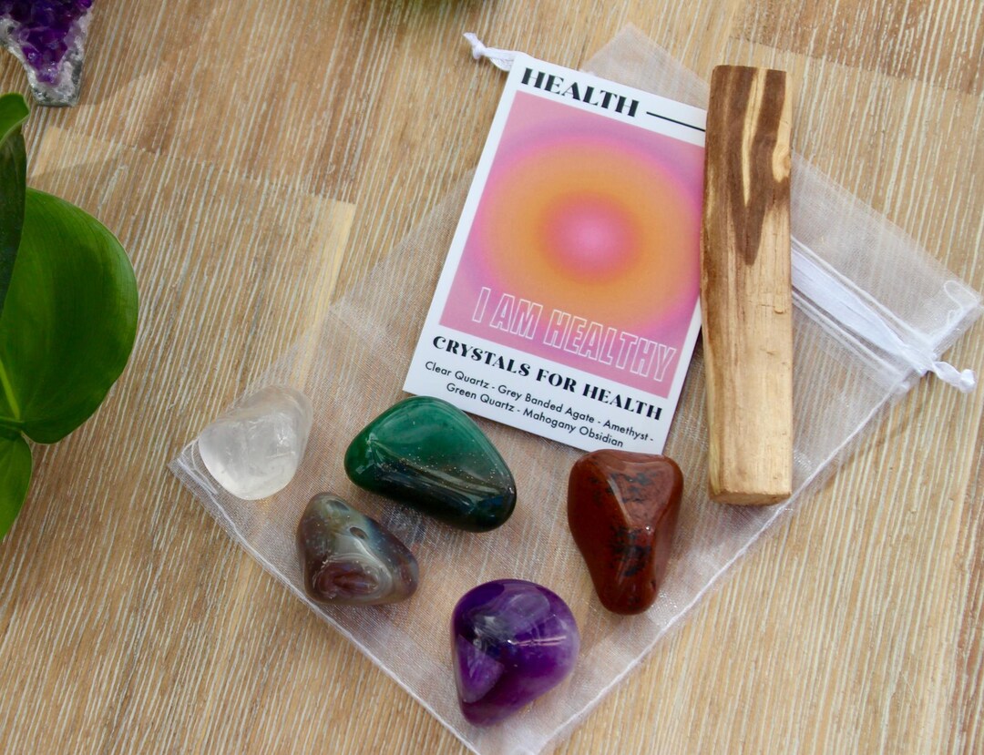 Health Crystal Set With Palo Santo // I Am Healthy Affirmation Tumbled ...