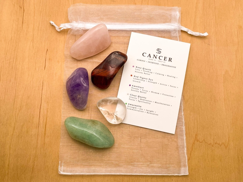 Cancer Crystal Set // Zodiac Tumbled Stones Astrology Set Star Sign ...