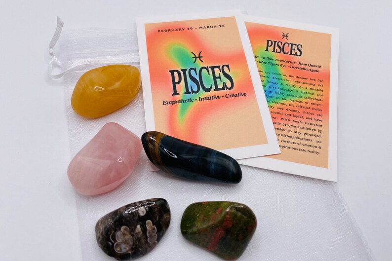 Pisces Crystal Set // Zodiac Sign Tumbled Stones Astrology - Etsy
