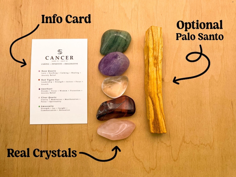 Cancer Crystal Set // Zodiac Tumbled Stones Astrology Set Star Sign ...
