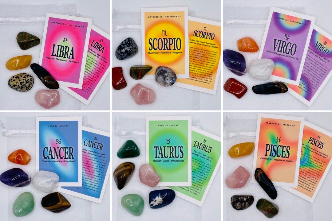 Zodiac Crystal Set - 12 Zodiac Signs Crystal Set - Healing Crystals ...