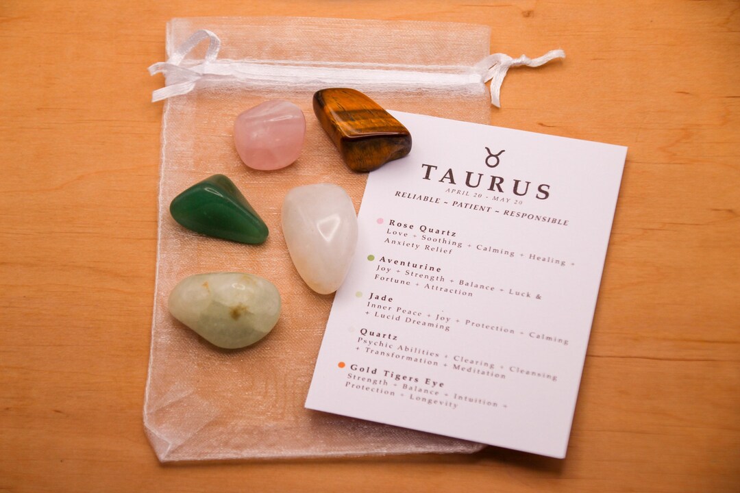 Taurus Crystal Set // Zodiac Tumbled Stones Astrology Set Star Sign ...