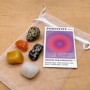 Positivity Crystal Set // I Am Content Gemstone Gift Set // Happy ...