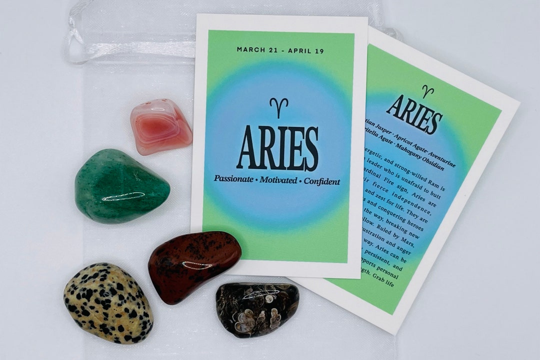 Aries Crystal Set // Zodiac Sign Tumbled Stones - Astrology Gemstone ...