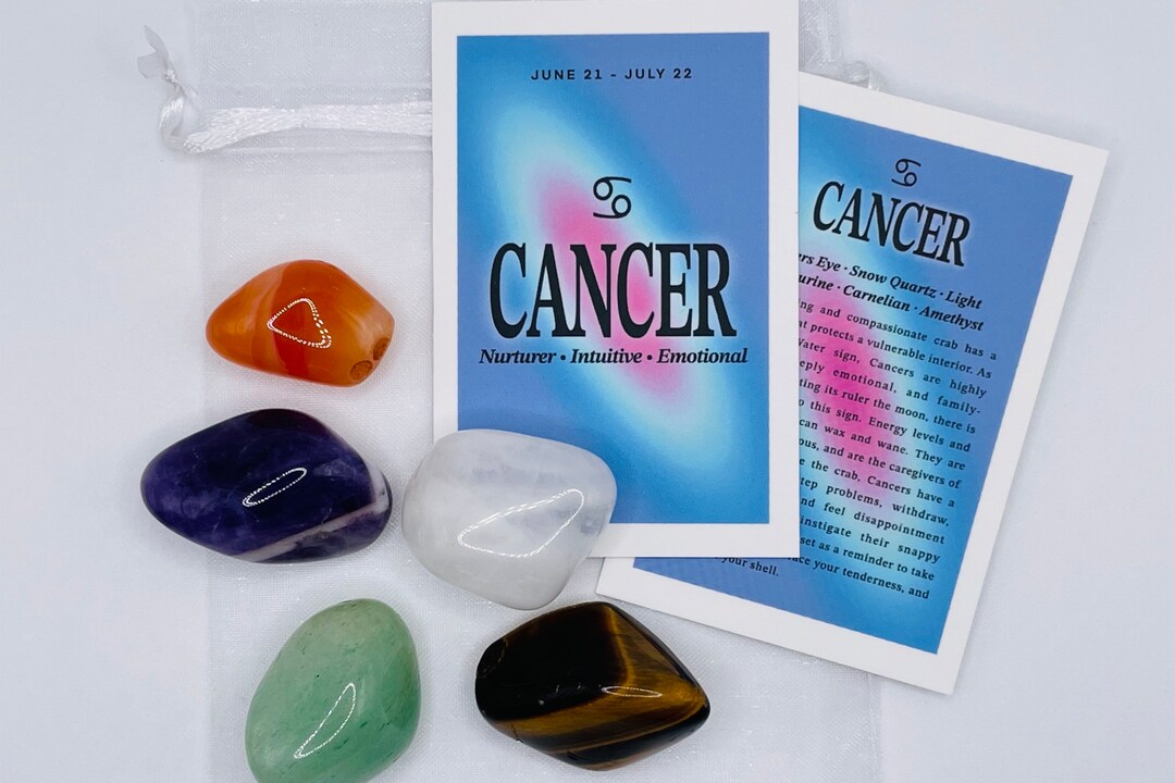 Cancer Crystal Set // Zodiac Sign Tumbled Stones - Astrology Gemstone ...