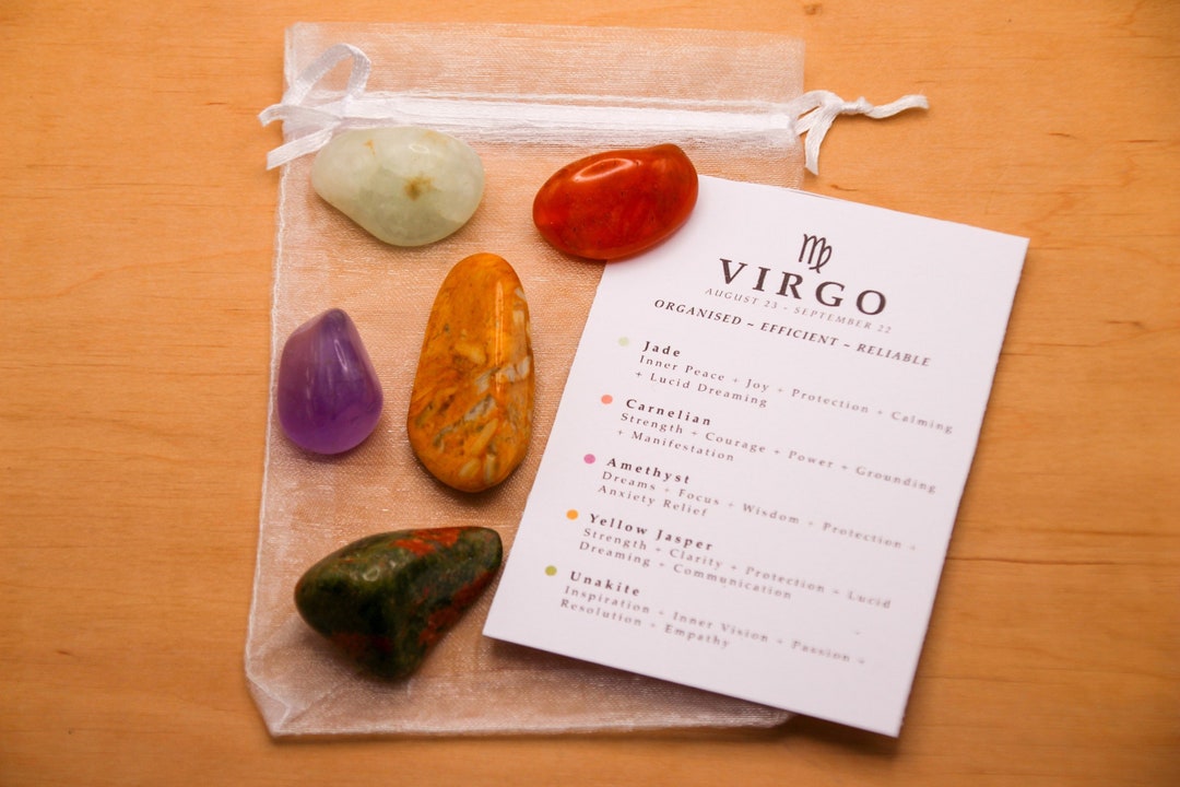 Virgo Crystal Set // Zodiac Tumbled Stones Astrology Set Star Sign ...