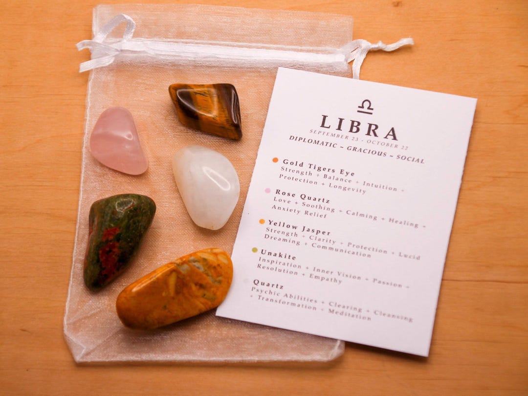 Libra Crystal Set // Zodiac Tumbled Stones Astrology Set Star Sign ...