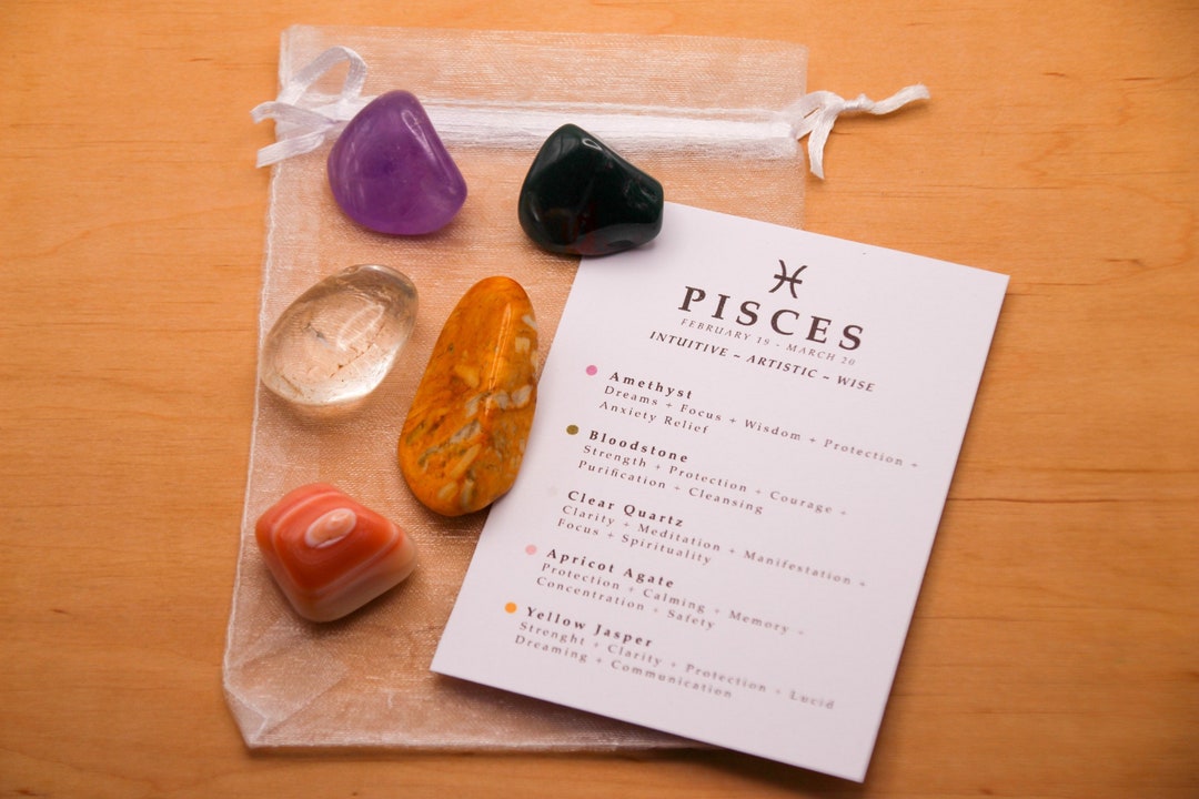 Pisces Crystal Set // Zodiac Tumbled Stones Astrology Set Star Sign ...