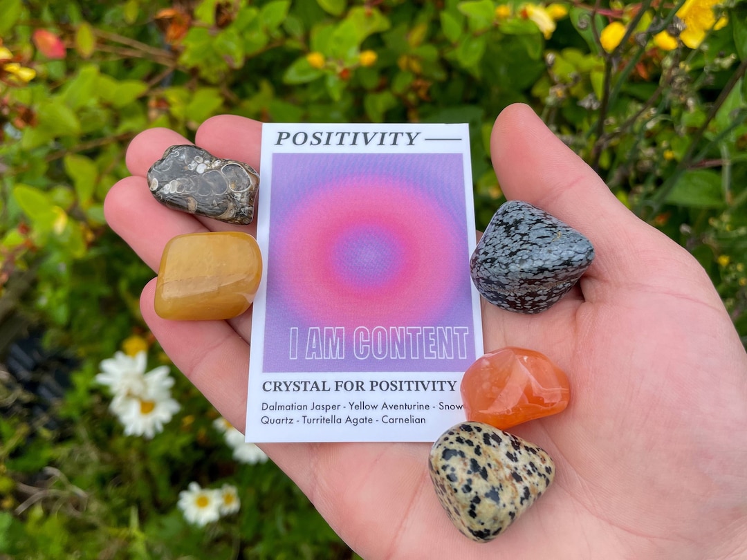 Positivity Crystal Set // I Am Content Gemstone Gift Set // Happy ...