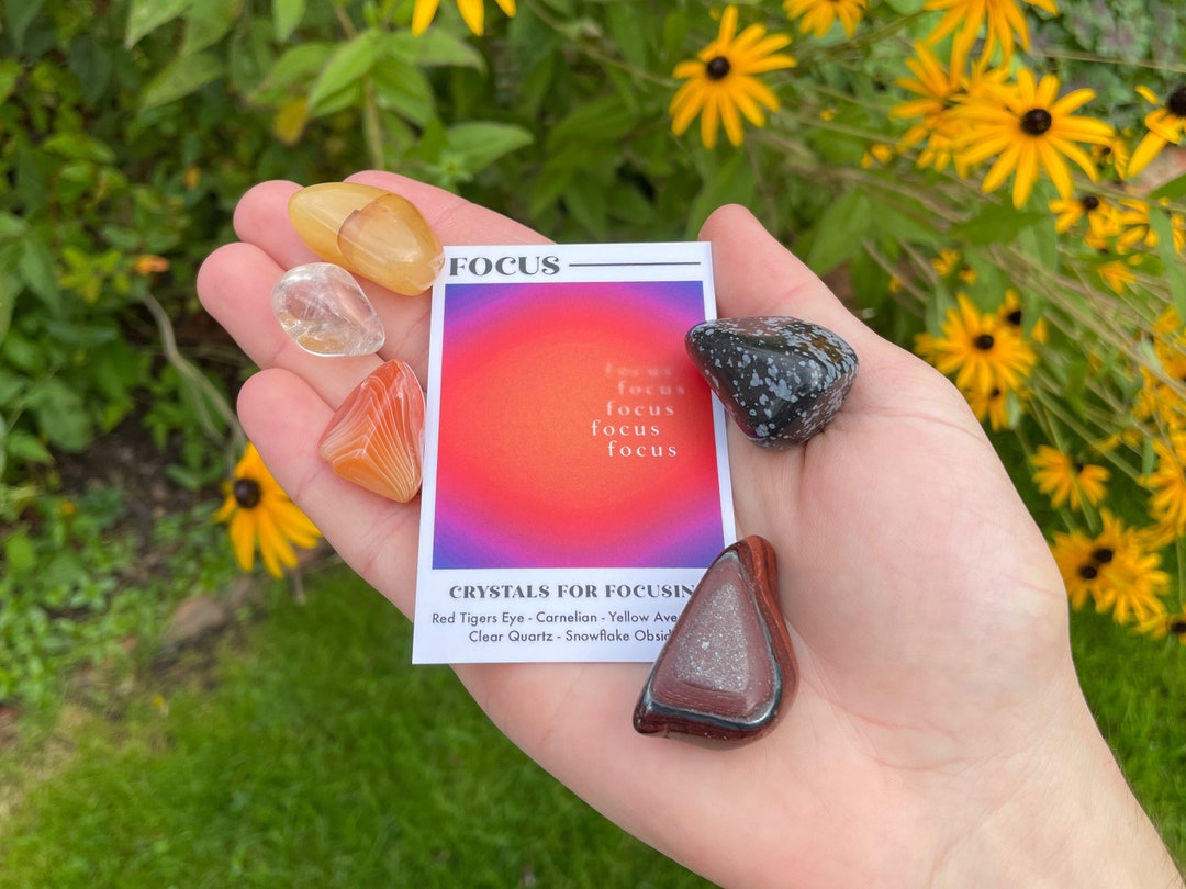 Focus Crystal Set // ADHD Gemstone Gift Set, Get Focused Tumble Stones ...