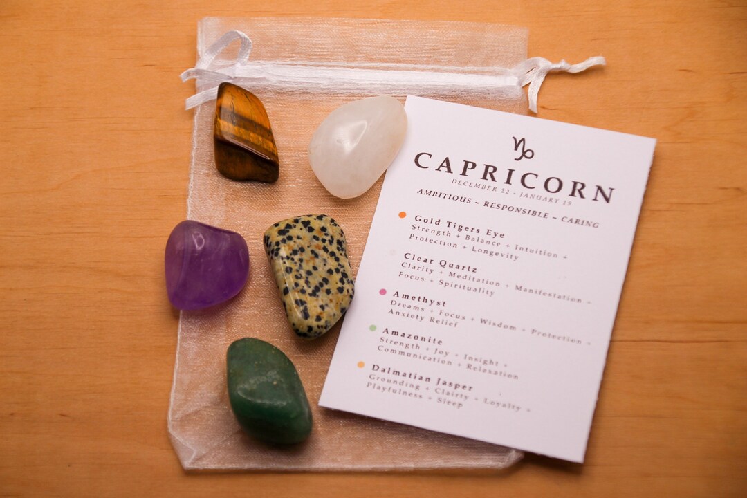 Capricorn Crystal Set // Zodiac Tumbled Stones Astrology Set Star Sign ...