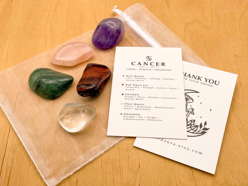 Cancer Crystal Set // Zodiac Tumbled Stones Astrology Set Star Sign ...
